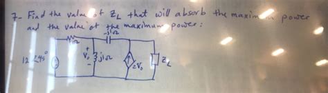 Solved Find The Value Of Zl That Will Absorb The Maximum Chegg Com