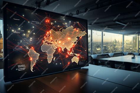 Premium Ai Image The World Wide Web On The Monitor Screen Electronic World Map Abstract Background