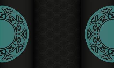 추상 패턴의 인쇄 식 엽서 디자인 그리스 어 블루 장식 과 텍스트 아래에 배치 검은 배너 0명에 대한 스톡 벡터 아트 및 기타 이미지 0명 곡선 금선세공 Istock