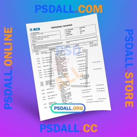 Indonesia BCA Bank Central Asia Statement PDF Template Psdall Org