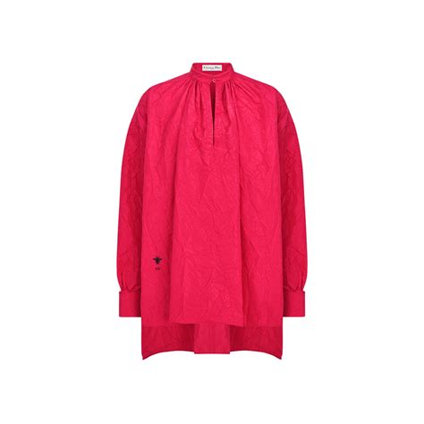 W 디올 블라우스 아마릴리스 레드 테크니컬 실크 태피터 크링클 이펙트 Dior Kream