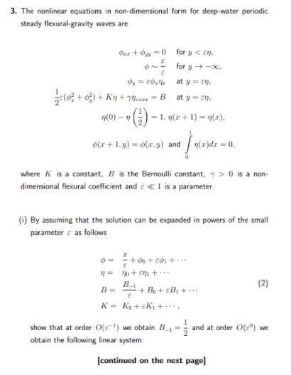 The Nonlinear Equations In Non Dimensional Form Chegg