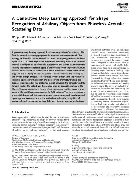 Pdf A Generative Deep Learning Approach For Shape Recognition Of Arbitrary Objects From