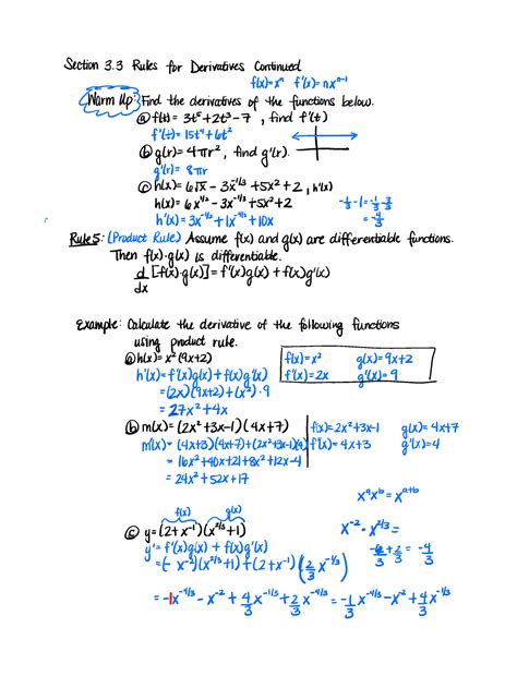 section 3 3 continued product rule quotient rule trig functions
