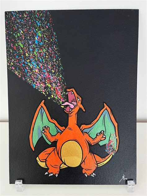 Rainbow Charizard Painting Etsy
