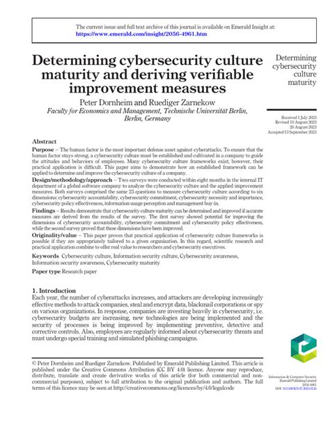 determining cybersecurity culture pdf computer security security