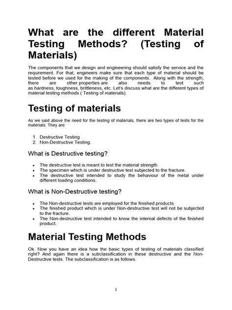 What Are The Different Material Testing Methods Pdf Nondestructive