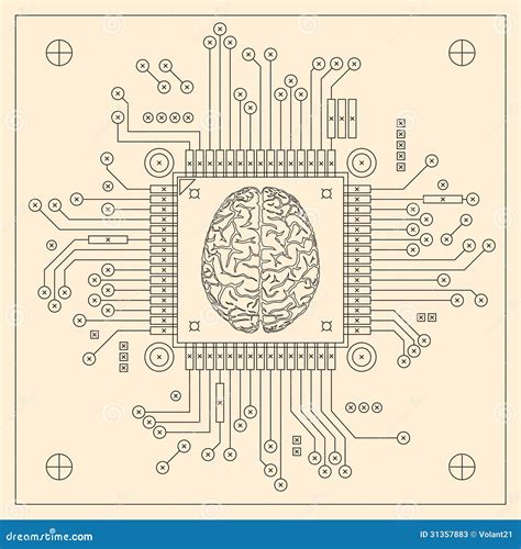 cpu computer brain stock vector illustration of mental 31357883