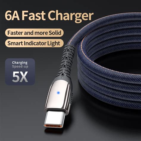 Cáp Sạc Nhanh 6a 100w Có đèn Led Cáp Sạc Nhanh Micro Usb Type C Cho