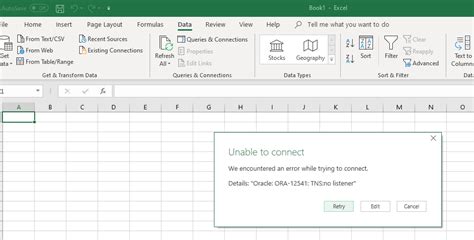 Database Oracle No Listener Error While Connecting From Excel