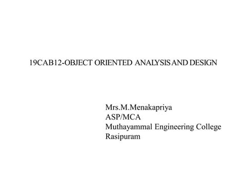 Object Oriented Analysis And Design Pptx