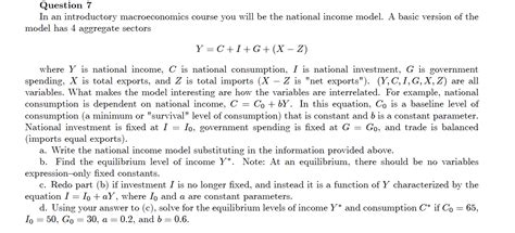 Solved Question In An Introductory Macroeconomics Course Chegg