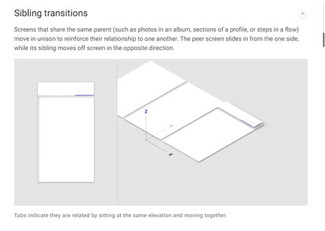javascript material design how to use the sibling transitions in web