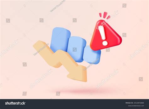 3d Graph Down Alert Notice Icon Stock Vector Royalty Free 2513972685