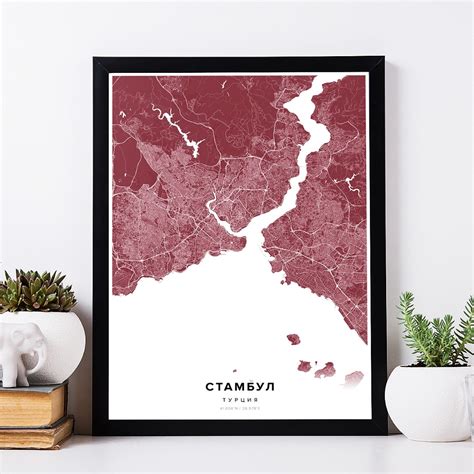 Карта Стамбула в бордовом цвете — Mapny