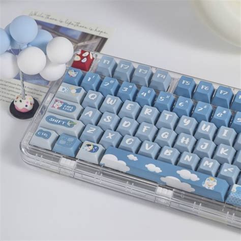 Cute Blue PBT ISO Magical Treasure Keycap Set For Mechanical Keyboard Key Caps Gamer Gift
