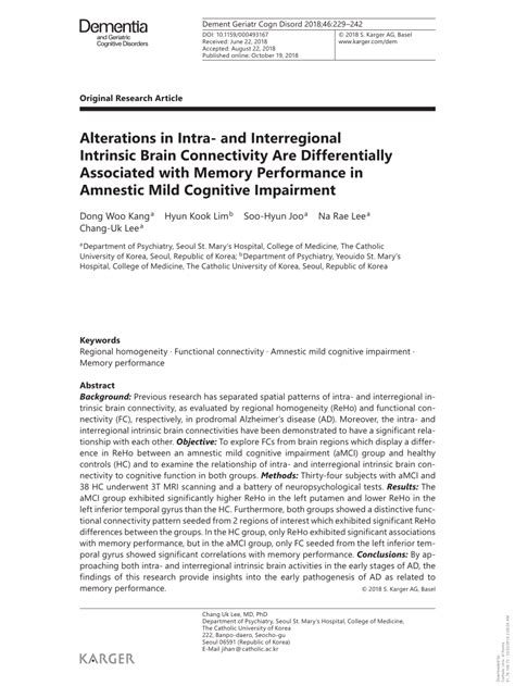 Pdf Alterations In Intra And Interregional Intrinsic Brain Connectivity Are Differentially