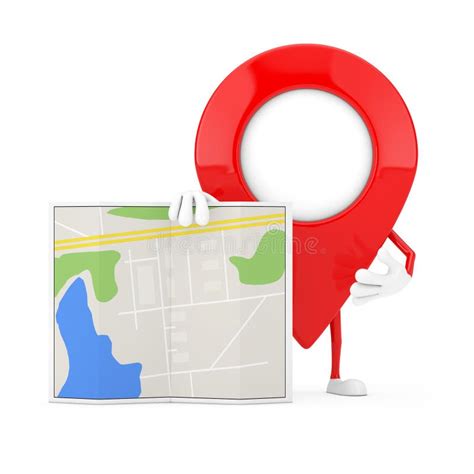 Map Pointer Pin Character Mascot With Abstract Plan Map D Rendering Stock Illustration