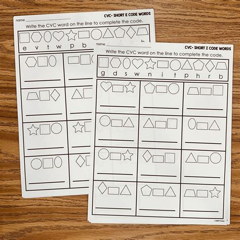 Cvc No Prep Worksheets Decodable Codes Short I Simply Kinder Plus