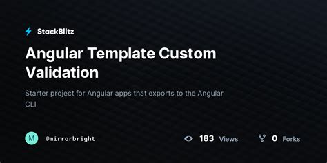 Angular Template Custom Validation Stackblitz