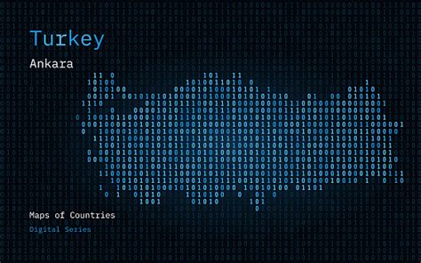 Turkey Map Shown In Binary Code Pattern Tsmc Blue Matrix Numbers Zero