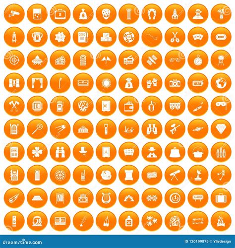 Adult Games Icons Set Orange Stock Vector Illustration Of Passport Pistols