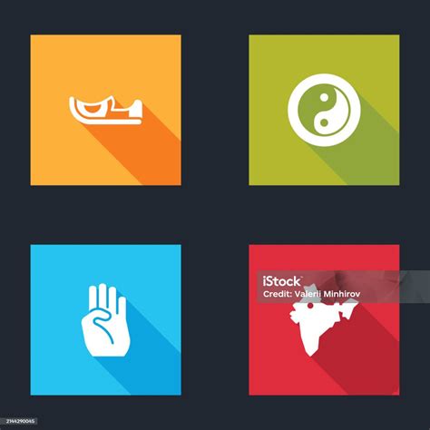 Набор Индийских Туфель Инь Ян Символ Руки И Значок Карты Вектор — стоковая векторная графика и