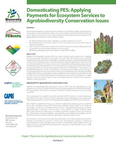 Factsheet 2 Domesticating Pes Applying Payments For Ecosystem