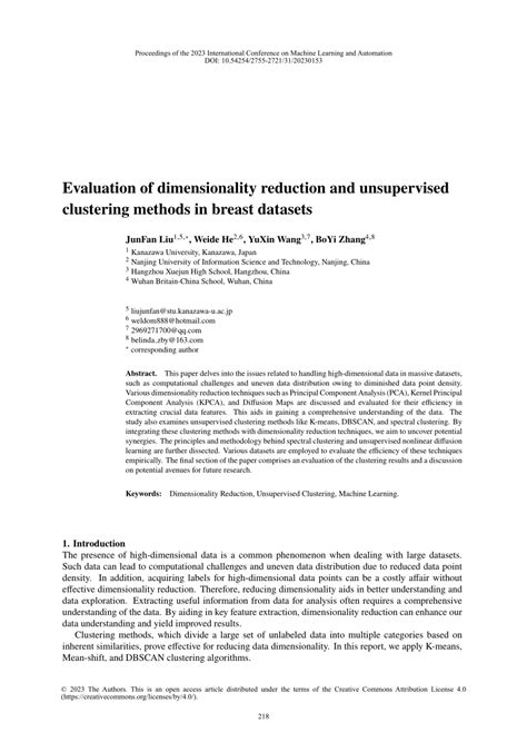 Pdf Evaluation Of Dimensionality Reduction And Unsupervised