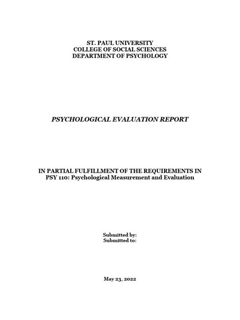 Psych Report Sample 1 Pdf Psychology Psychological Concepts