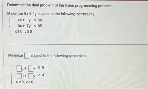 Solved Determine The Dual Problem Of The Linear Programming Chegg