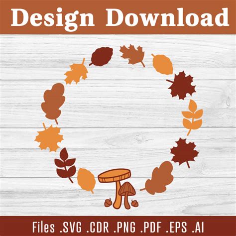 Fall Leaf Wreath Svg Design Instant Download