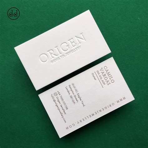 Debossed Cotton Business Cards 45pt750gsm Deboss And Matte Gold Foil