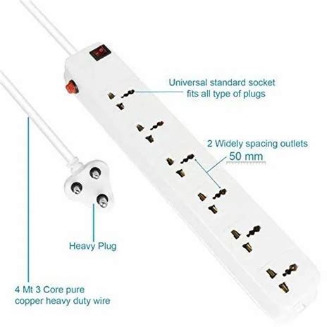 Fedus Extension Board Surge Protector And Spike Guard Power Strip With Individual Switches