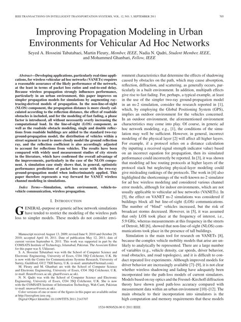 Pdf Improving Propagation Modeling In Urban Environments For Vehicular Ad Hoc Networks
