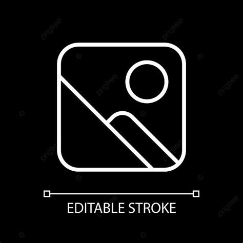 White Linear Icon For Dark Themed Photo Gallery Application Vector