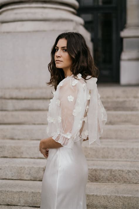 Thea Mae Bias Cut Satin Wedding Dress And Embellished Organza