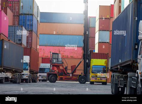 Container Forklifts And Container Delivery Trucks For Packaging And