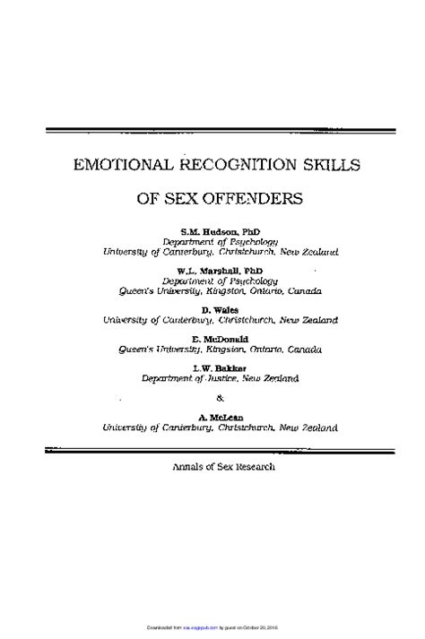Pdf Emotional Recognition Skills Of Sex Offenders David Wales