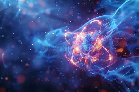 Abstract Visual Of An Atom At The Quantum Level Surrounded By Glowing