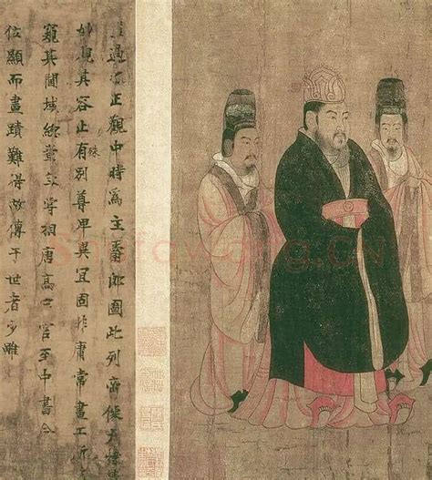 历代帝王图高清国画图片欣赏阎立本传（后人摹本）国画作品十三帝图、古列帝图卷、古帝王图、列帝图下载书法网