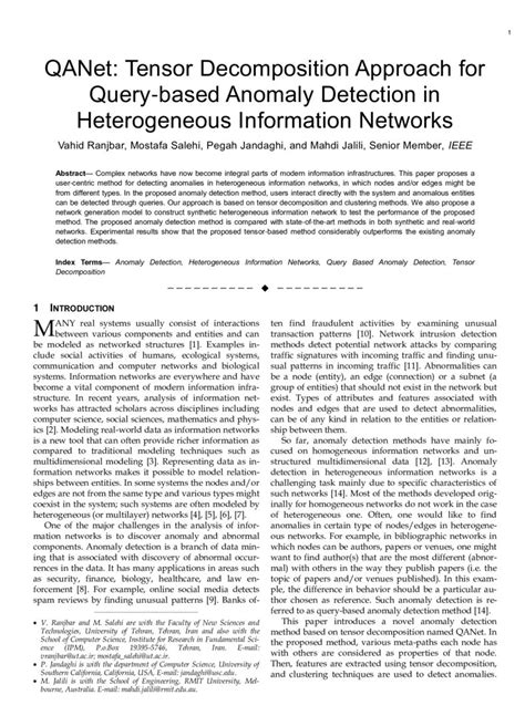 qanet tensor decomposition approach for query based anomaly detection