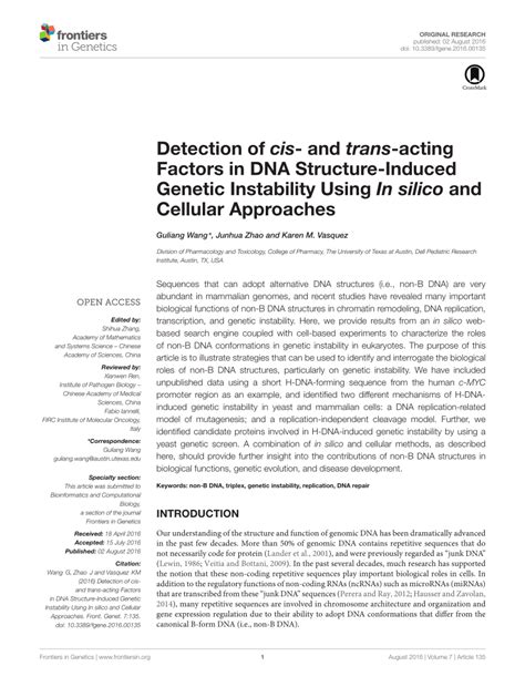 Pdf Detection Of Cis And Trans Acting Factors In Dna Structure