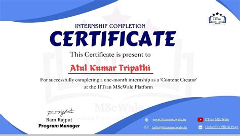 Atul Kumar Tripathi On Linkedin Contentcreator Internshipcompleted