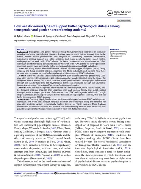 How Well Do Various Types Of Support Buffer Psychological Distress