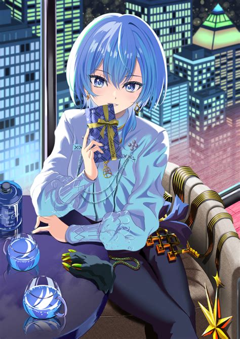 Kagura Hiromu Hoshimachi Suisei Hoshimachi Suisei Spectra Of Nova Hololive Highres 1girl