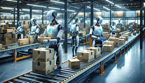 Robotics In Warehouse Automation Premium Ai Generated Image