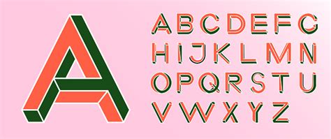 불가능 한 모양 폰트입니다 멤피스 스타일 편지입니다 80 년대의 스타일에 컬러 편지입니다 아이소메트릭 뷰 기초 건설 벡터 문자의 설정 합니다 벡터 일러스트 레이 션 10