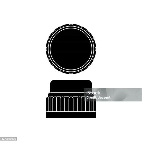 원소 의 형태로 병 뚜껑을 디자인합니다 위에서 볼 수 있습니다 격리된 개체입니다 원 샘플의 검은색 모양입니다 흰색 배경에 음료 기호 격리 된 그림 0명에 대한 스톡 벡터