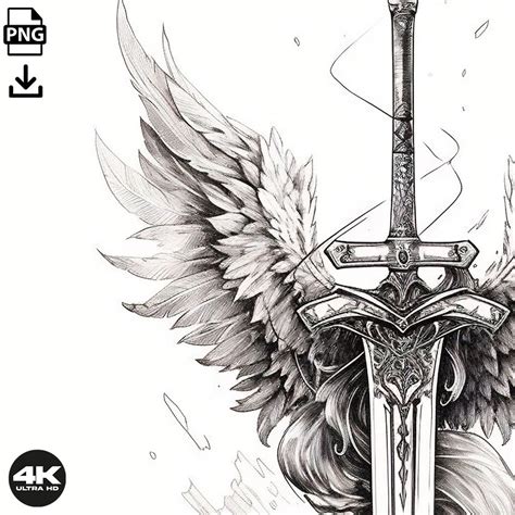 Sword With Wings Tattoo Design Download High Resolution Digital Art